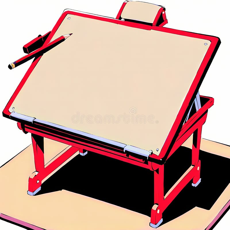 School Drafting Table Education Tool Cartoon Square Illustration ...