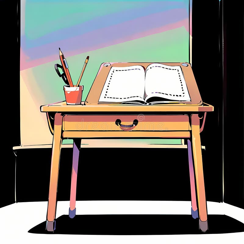 School Drafting Table Education Tool Cartoon Square Illustration ...