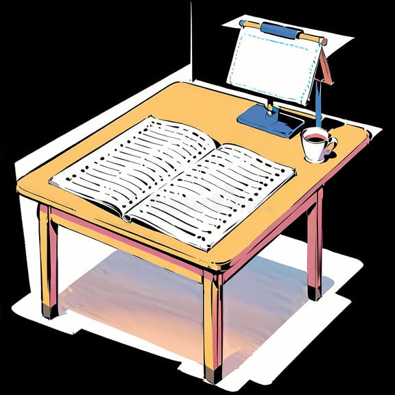 School Drafting Table Education Tool Cartoon Square Illustration. Generative AI. Stock ...