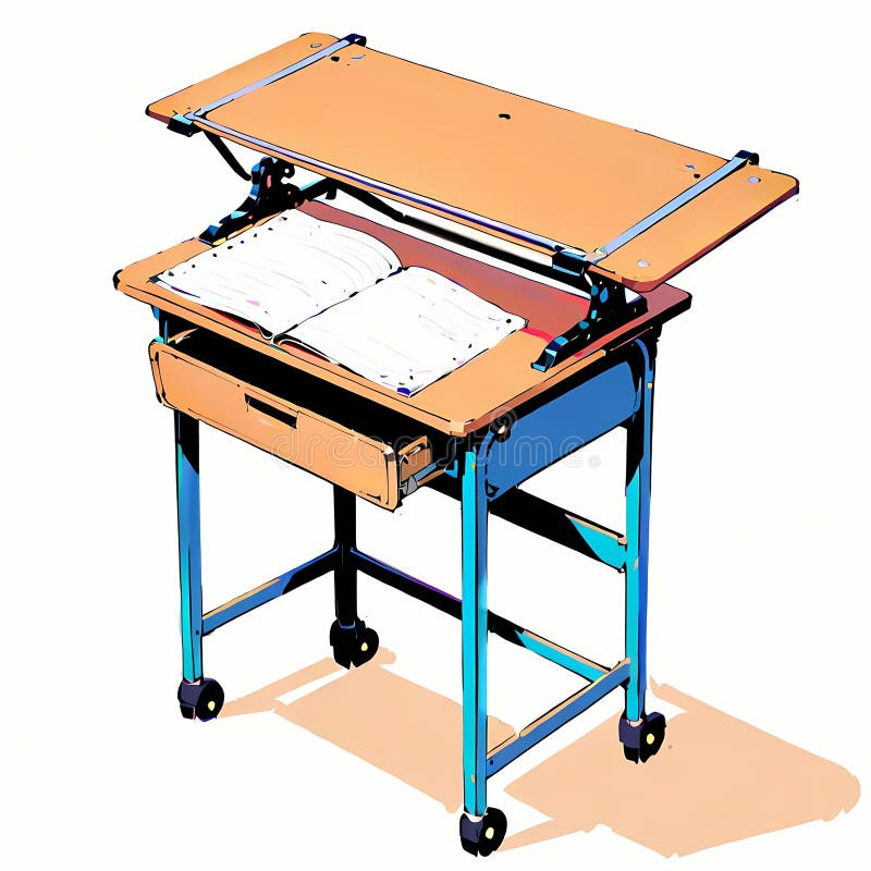 School Drafting Table Education Tool Cartoon Square Illustration ...