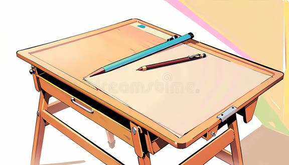 School Drafting Table Education Tool Cartoon Square Illustration ...