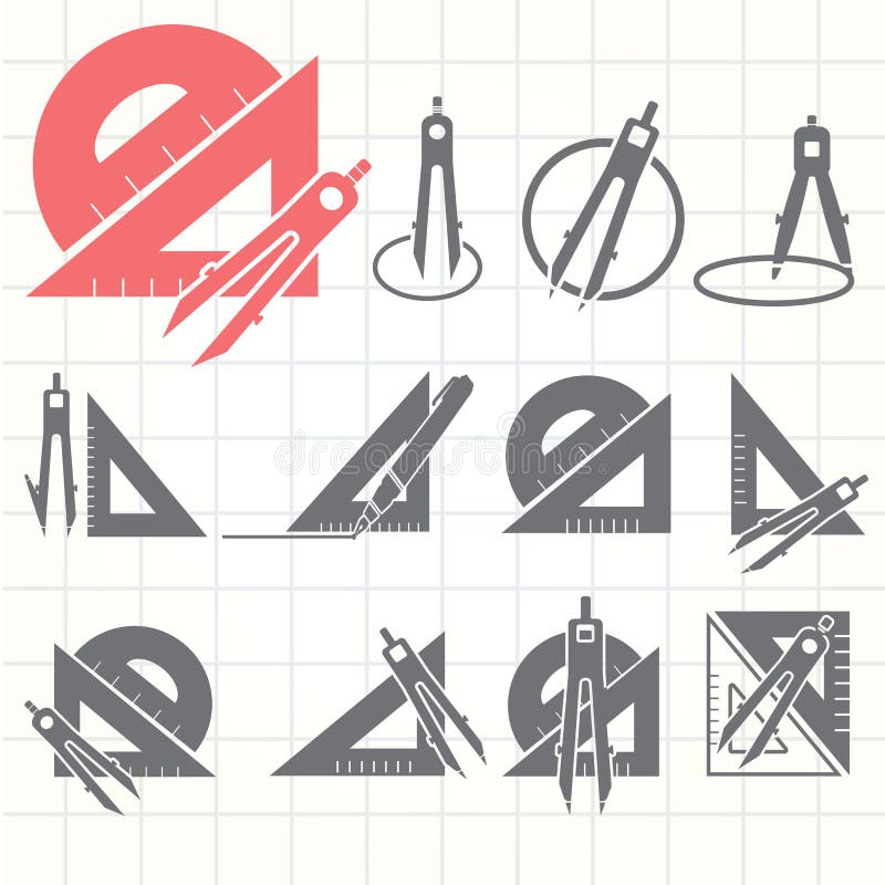 School Drawing Tools Icons Set Stock Vector - Illustration of ...