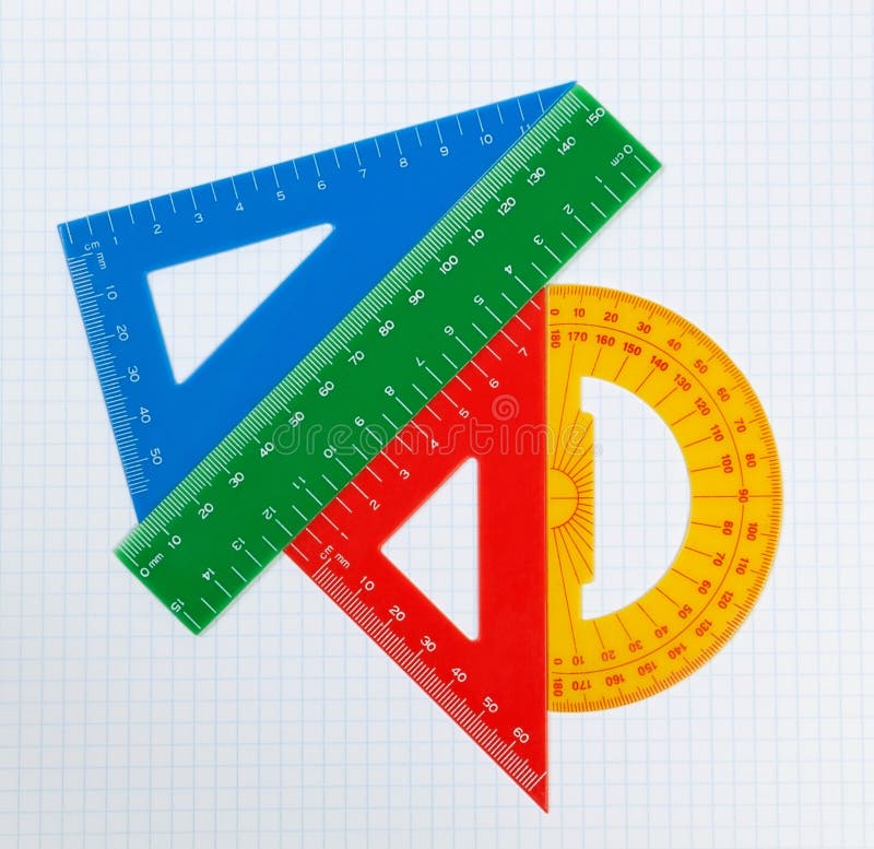 School Drawing Tools. Triangle, Ruler. Stock Photo - Image of ...