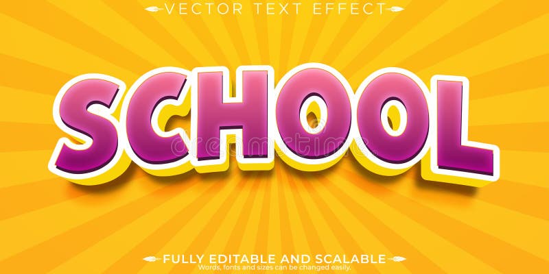 School Editable Text Effect, Editable Kids and Education Text Style Stock Vector - Illustration ...