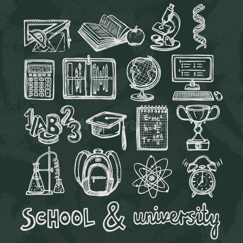 School Education Chalkboard Icons Stock Vector - Illustration of ...