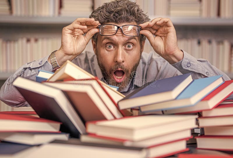 School Education in College. Knowledge Day. Overwork of Bookworm ...