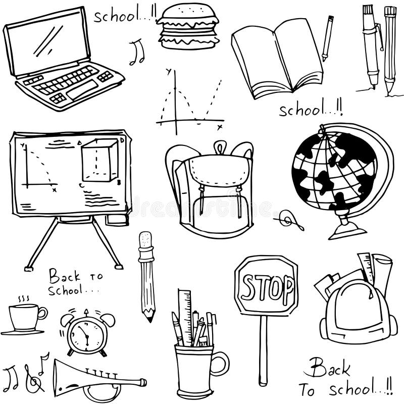 School Education Doodles Hand Draw Stock Vector - Illustration of ...