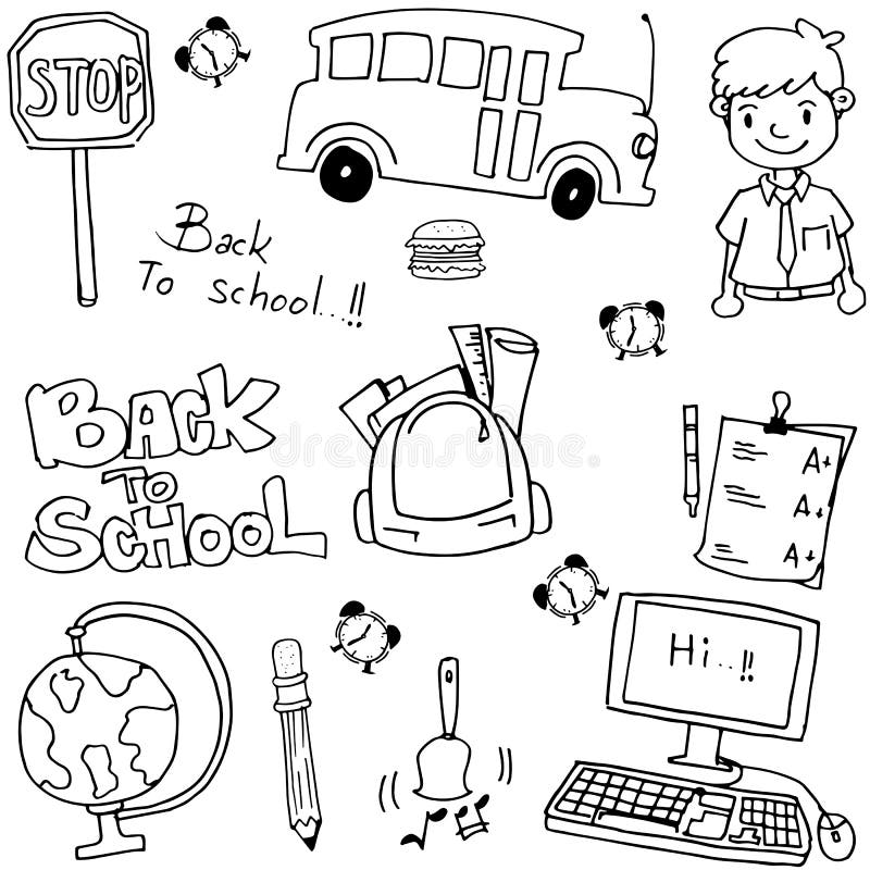 School Education Doodles Vector Art Stock Vector - Illustration of ...