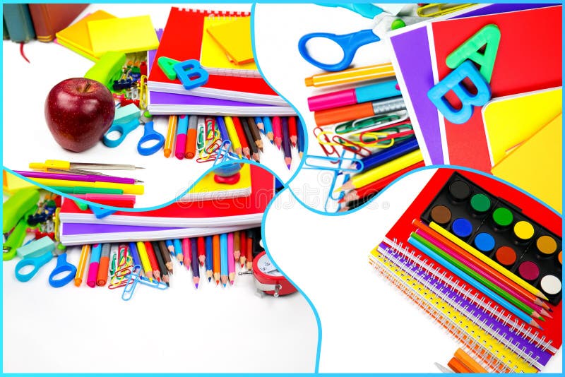 School Education Equipment Tools Collage Stock Image - Image of office ...