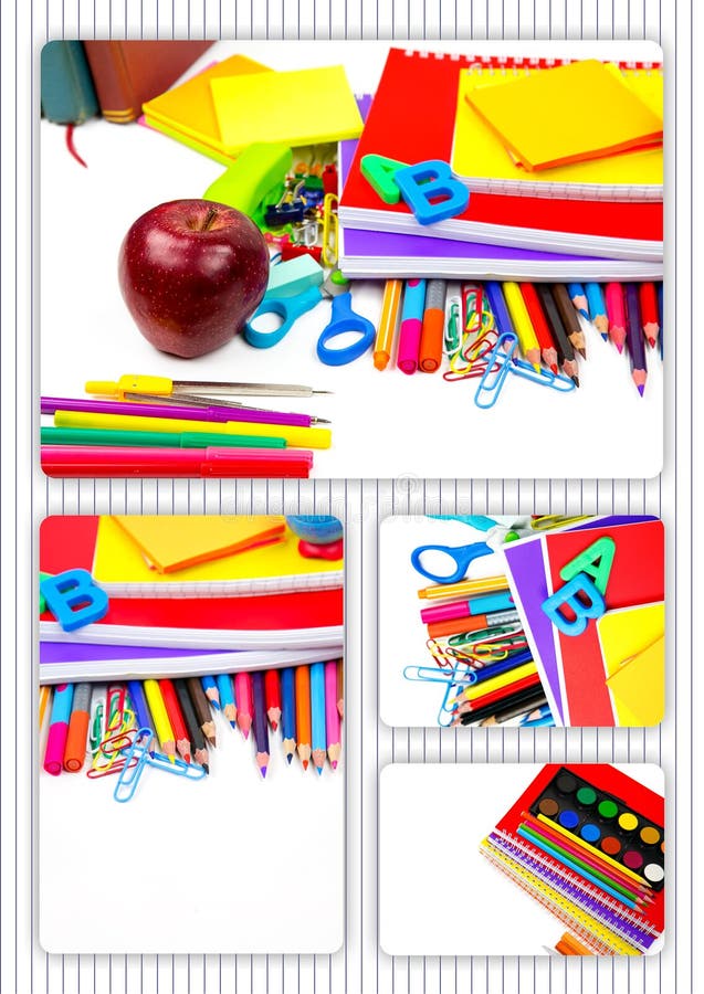 School Education Equipment Tools Collage Stock Image - Image of eraser ...