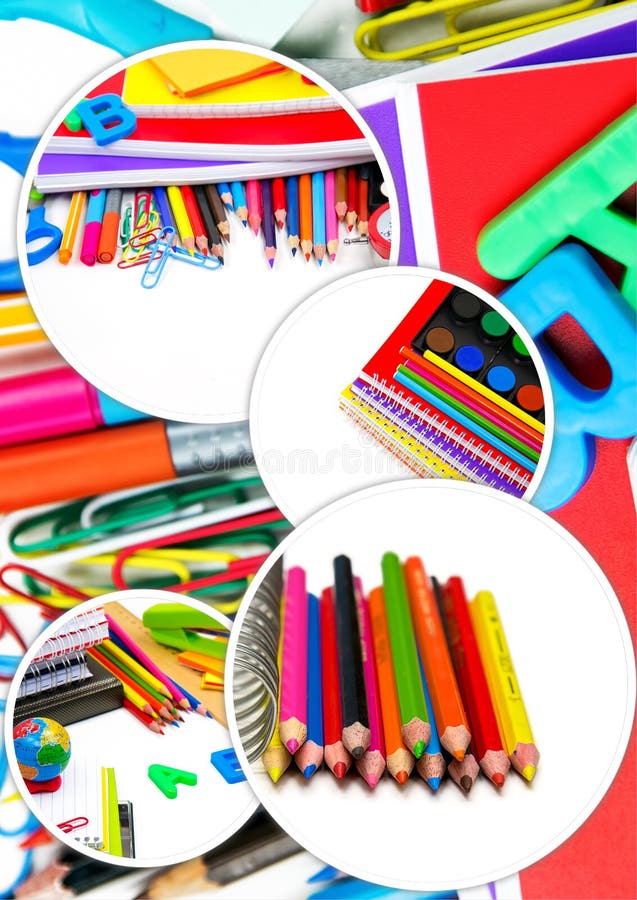 School Education Equipment Tools Collage Stock Photo - Image of ...