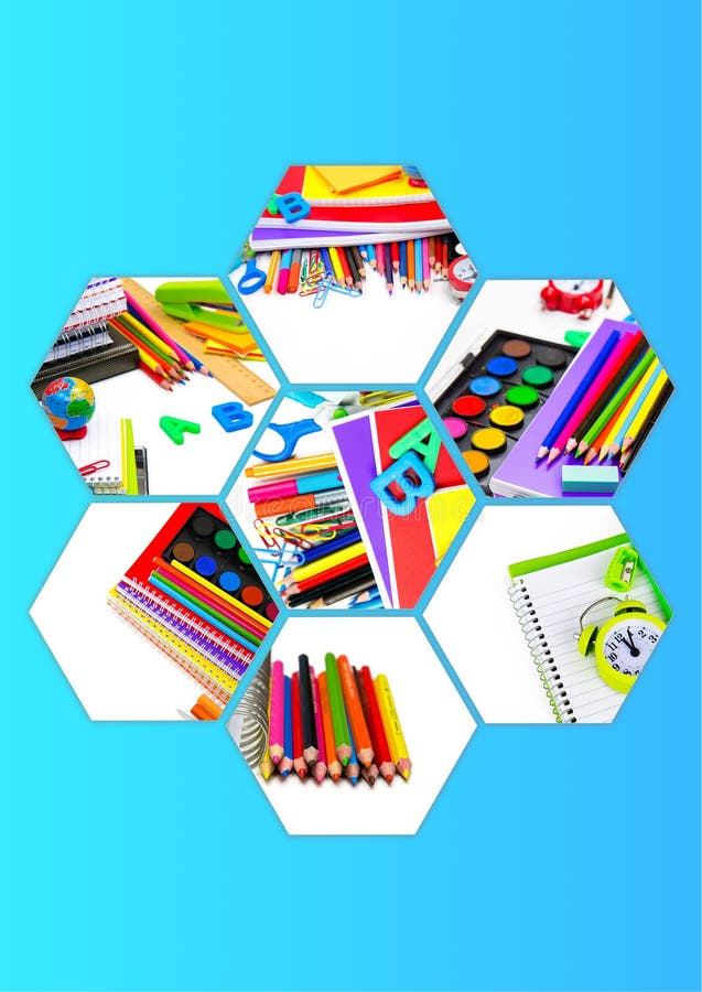 School Education Equipment Tools Collage Stock Image - Image of black ...