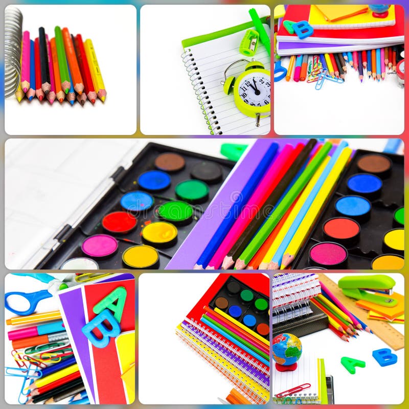 School Education Equipment Tools Collage Stock Photo - Image of class ...
