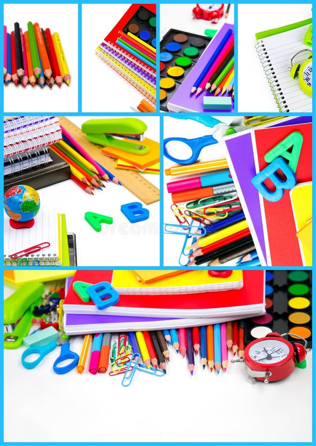 School Education Equipment Tools Collage Stock Image - Image of group ...