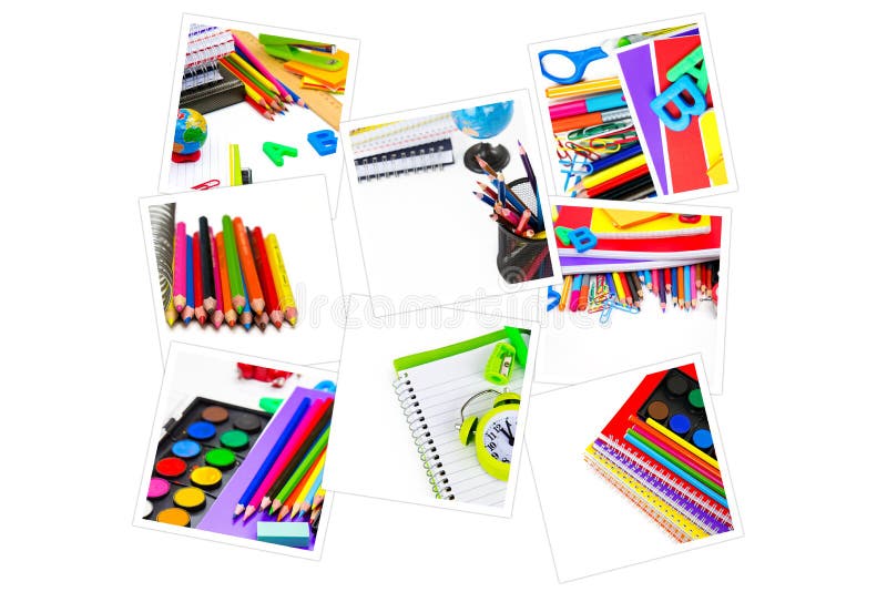 School Education Equipment Tools Collage Stock Image - Image of black ...