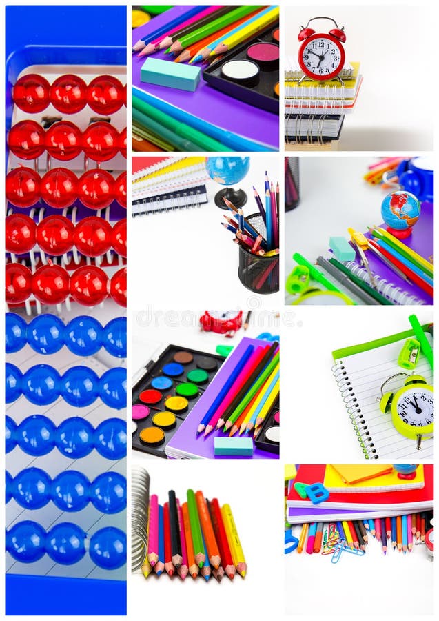 School Education Equipment Tools Collage Stock Photo - Image of paper ...