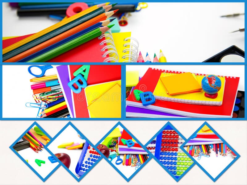School Education Equipment Tools Collage Stock Image - Image of desk ...