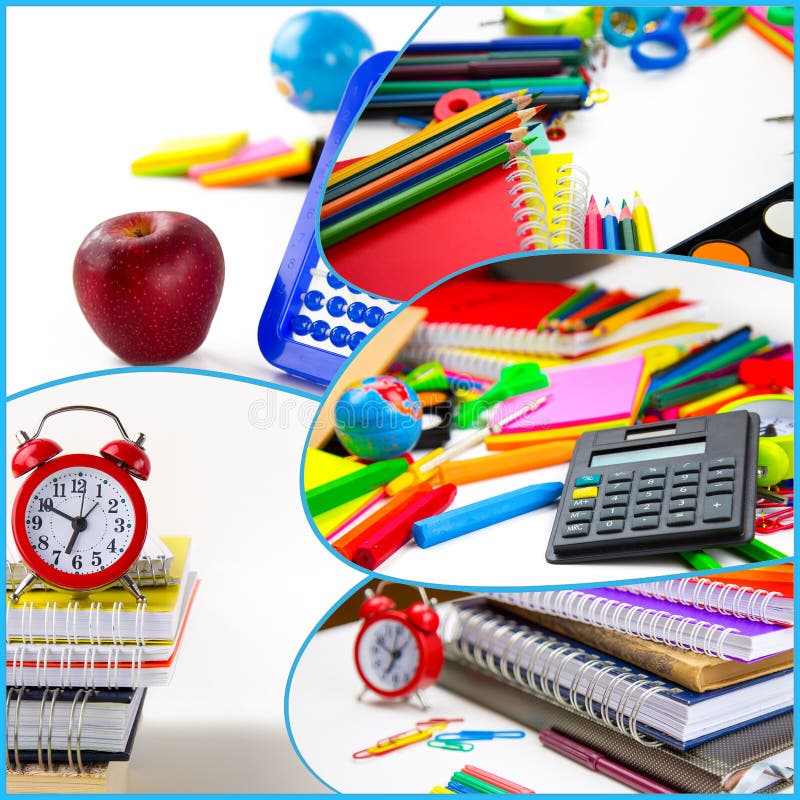 School Education Equipment Tools Collage Stock Photo - Image of black ...