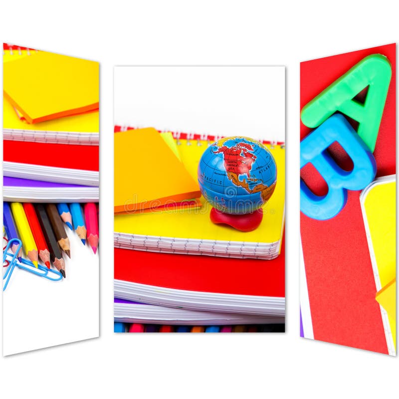 School Education Equipment Tools Collage Stock Photo - Image of crayons ...