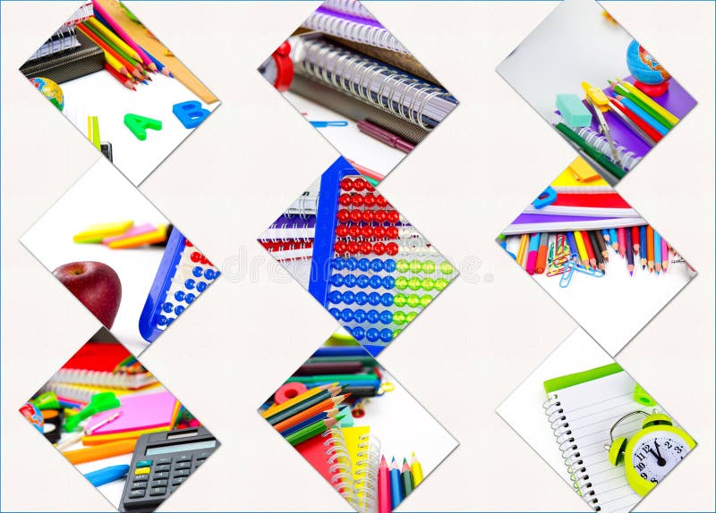 School Education Equipment Tools Collage Stock Photo - Image of group ...