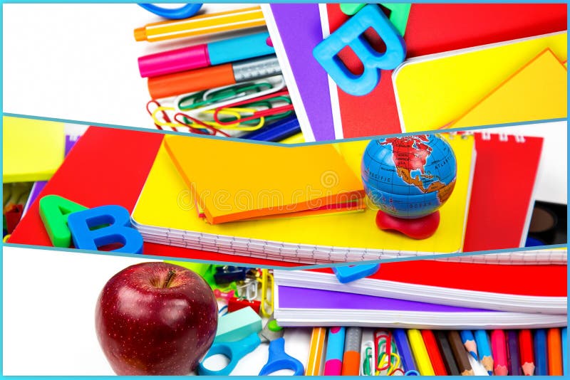 School Education Equipment Tools Collage Stock Image - Image of crayon ...