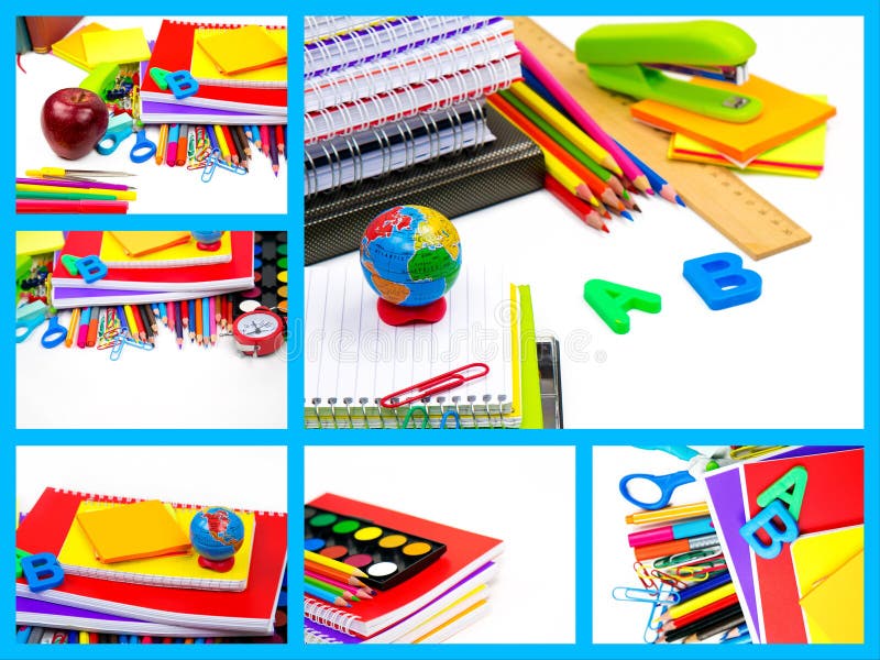 School Education Equipment Tools Collage Stock Image - Image of college ...