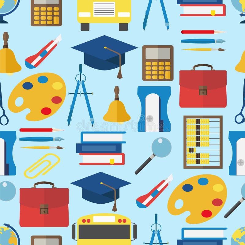 School and Education Flat Pattern Stock Illustration - Illustration of ...