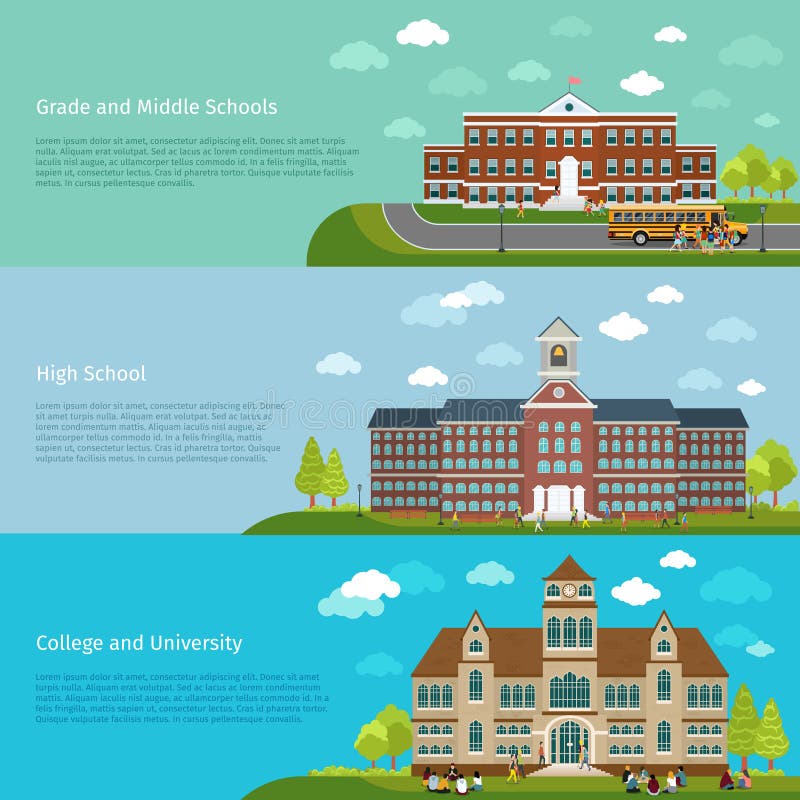 School, University and Education Isometric 3d Flat Stock Vector ...