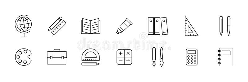 School Education Icon. School, Math Icons Collection Stock Illustration ...