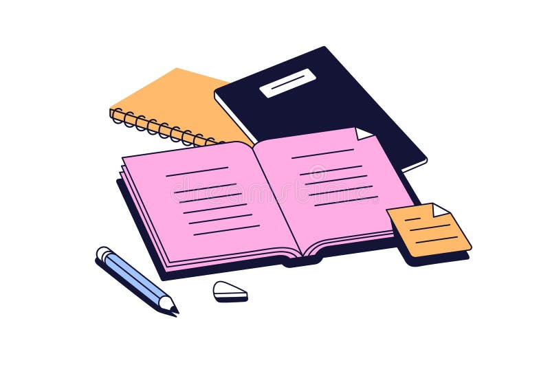 School Education Icon. Reading Open Paper Books. Preparation of ...