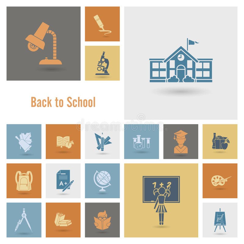 School and Education Icons stock vector. Illustration of lamp - 59583071