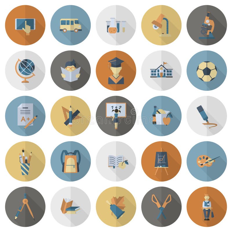 School and Education Icons stock vector. Illustration of lamp - 59583071