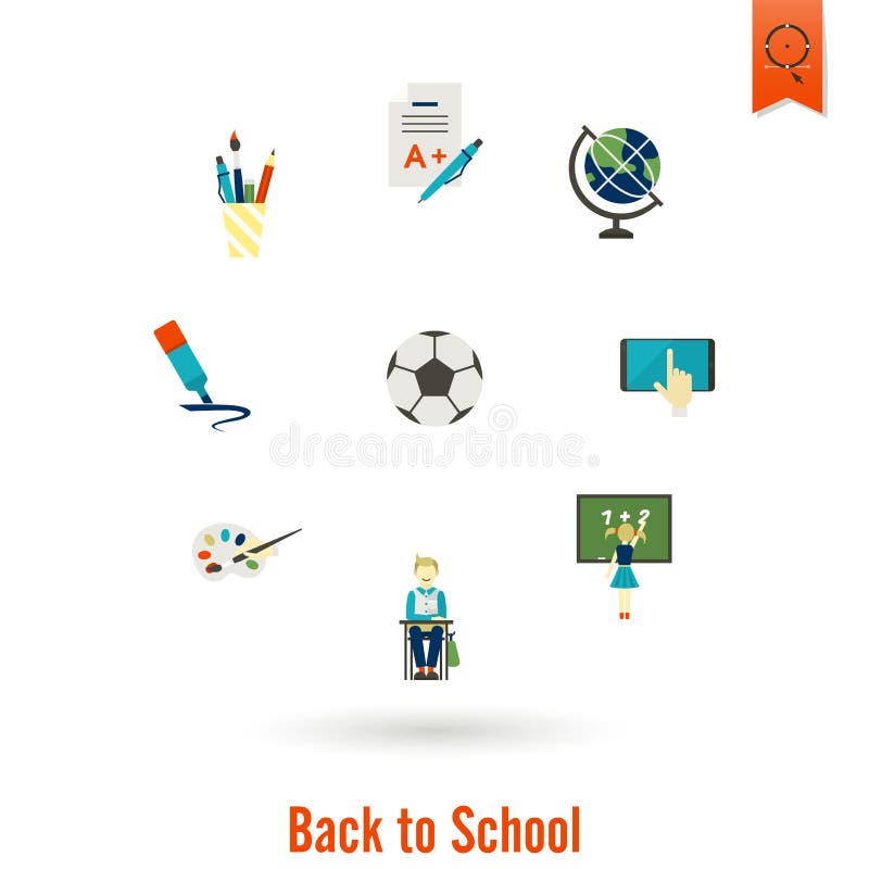 School and Education Icons stock vector. Illustration of lamp - 59583071