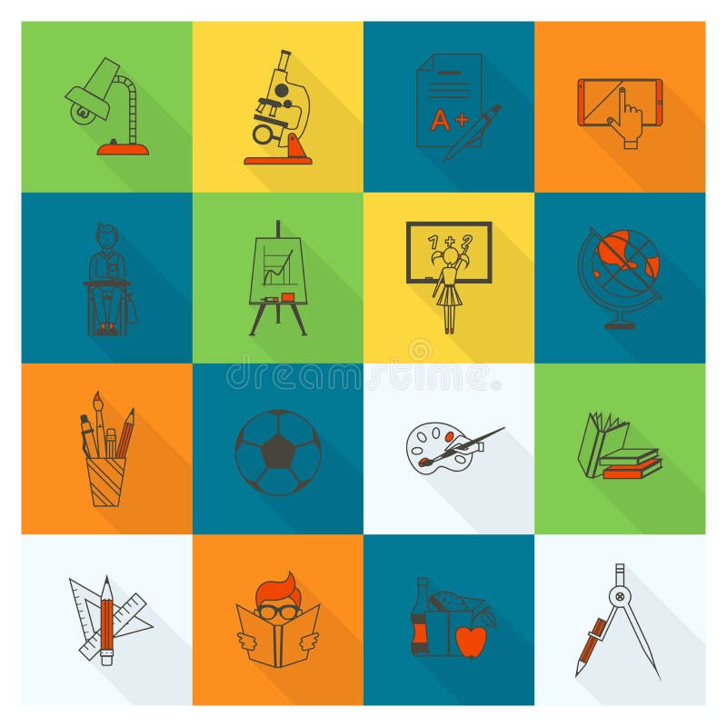 School and Education Icons stock vector. Illustration of graduation ...