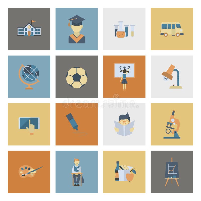 School and Education Icons stock vector. Illustration of lamp - 59583071