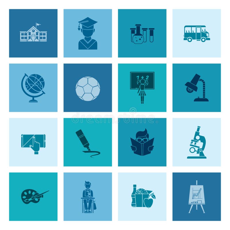 School and Education Icons stock vector. Illustration of lamp - 59583071