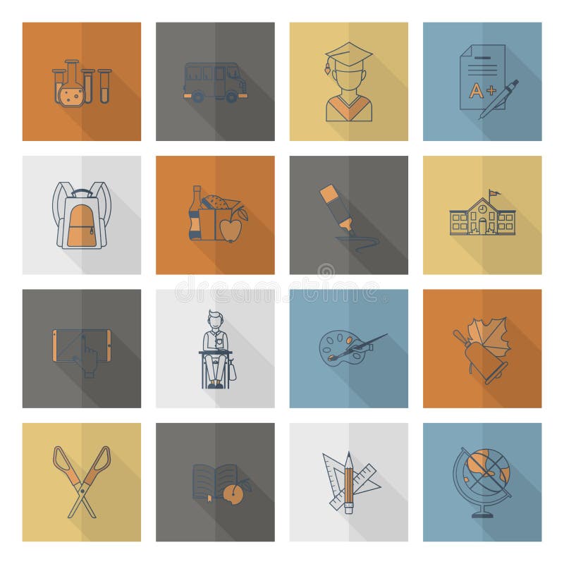 School and Education Icons stock vector. Illustration of retro - 78000858