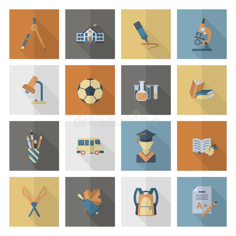 School and Education Icons stock vector. Illustration of scissors ...