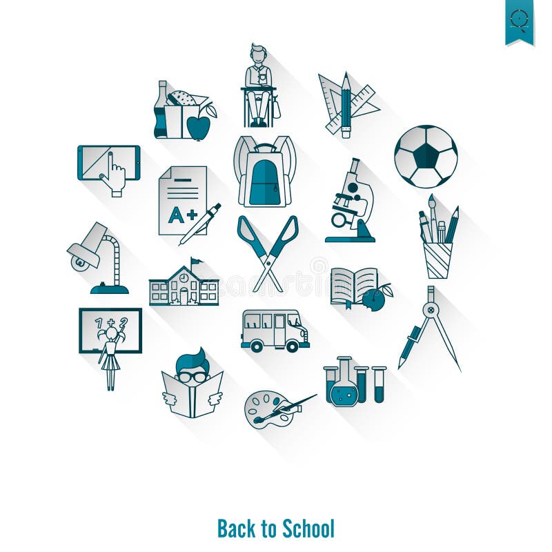 School and Education Icons stock vector. Illustration of back - 84267081