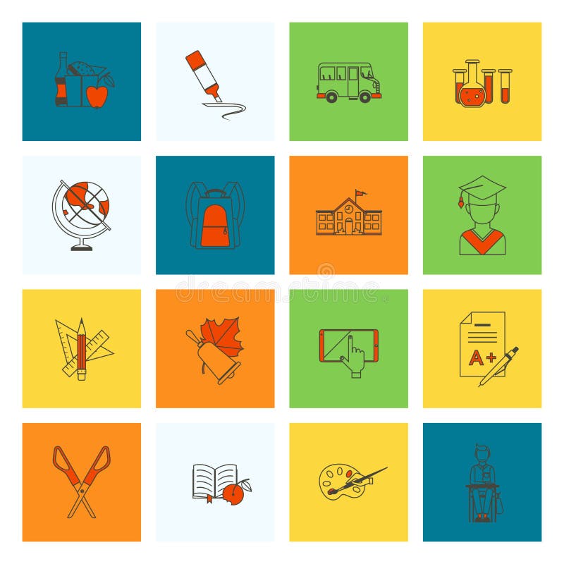 School and Education Icons stock vector. Illustration of brush - 91303955