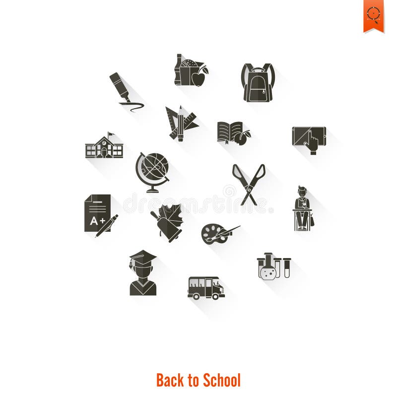 School and Education Icons stock vector. Illustration of back - 93847458