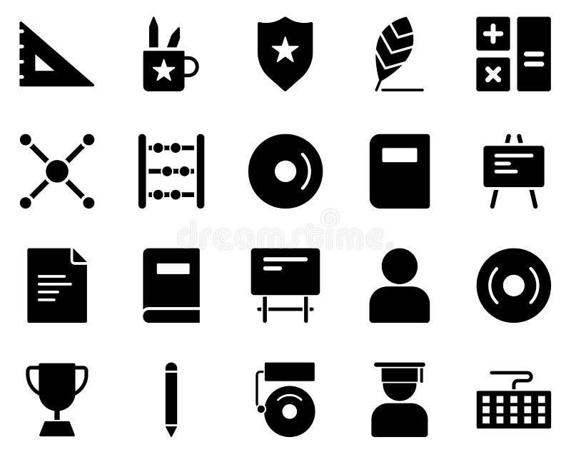 School and Education Icons Set. Keyboard, Computer. Vector Illustration ...