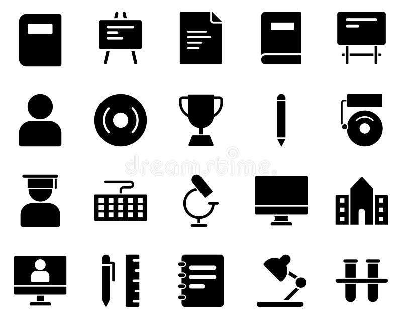 School and Education Icons Set. Lab Glassware. Vector Illustration Set ...