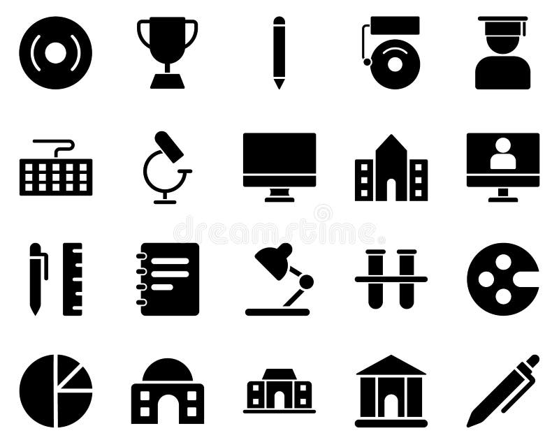 School and Education Icons Set. Pencil. Vector Illustration Set of ...