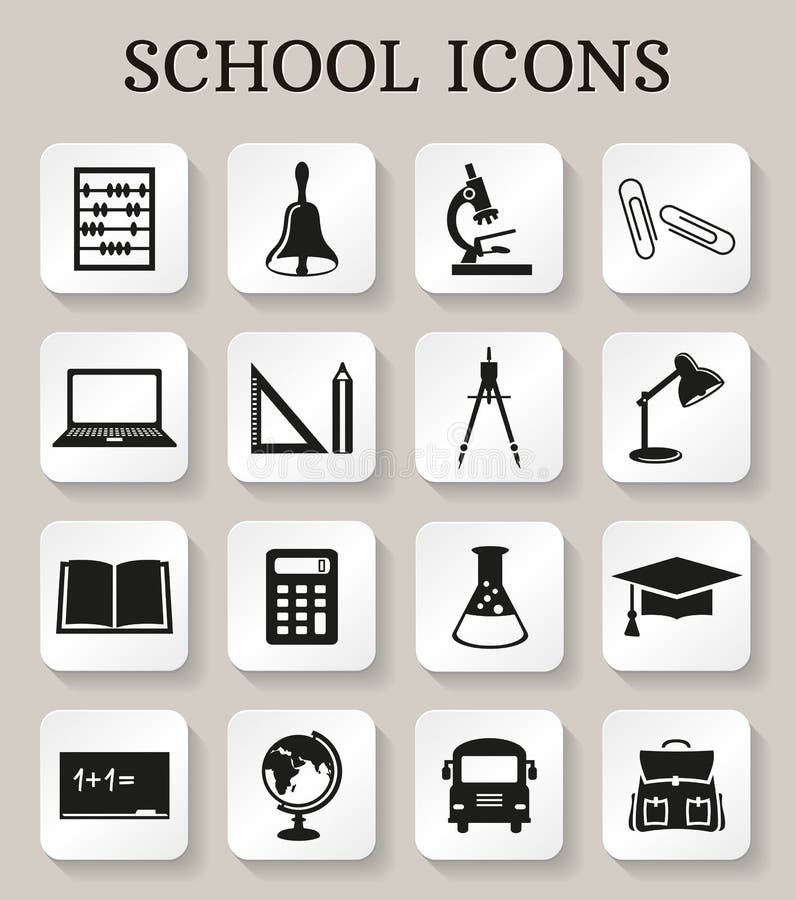 Set of School and Education Icons Stock Vector - Illustration of ...