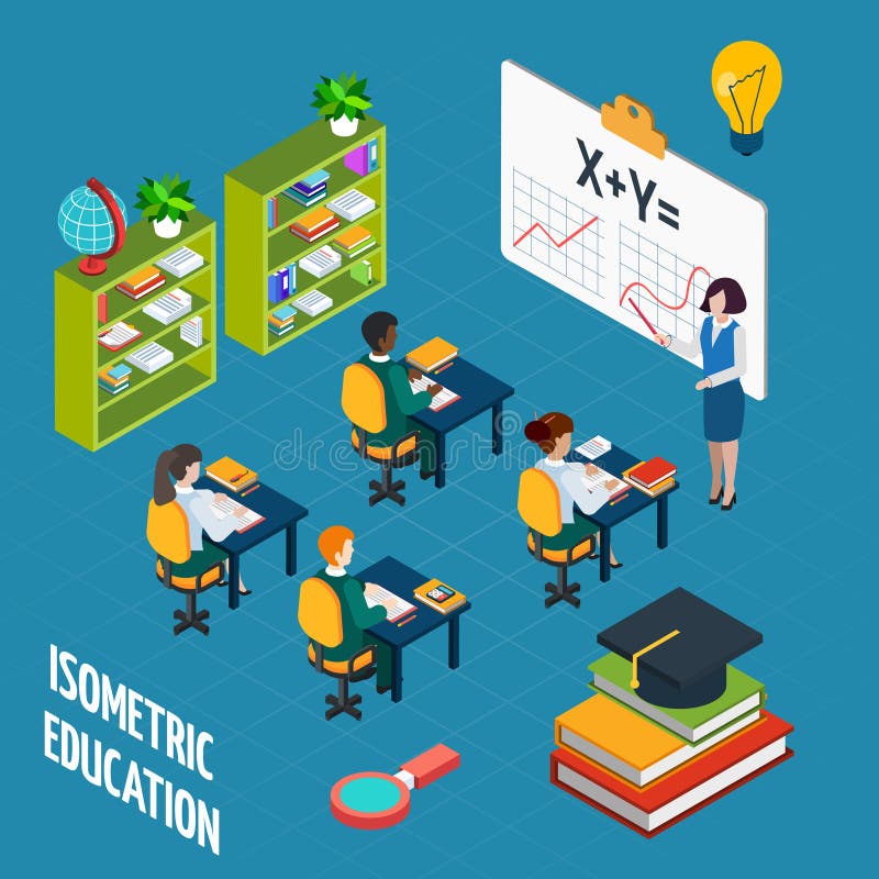 School Education Isometric Concept Stock Vector - Illustration of ...
