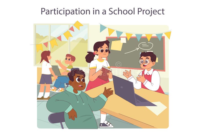 School Education. Kids Sitting at the Desk in a Classroom and ...