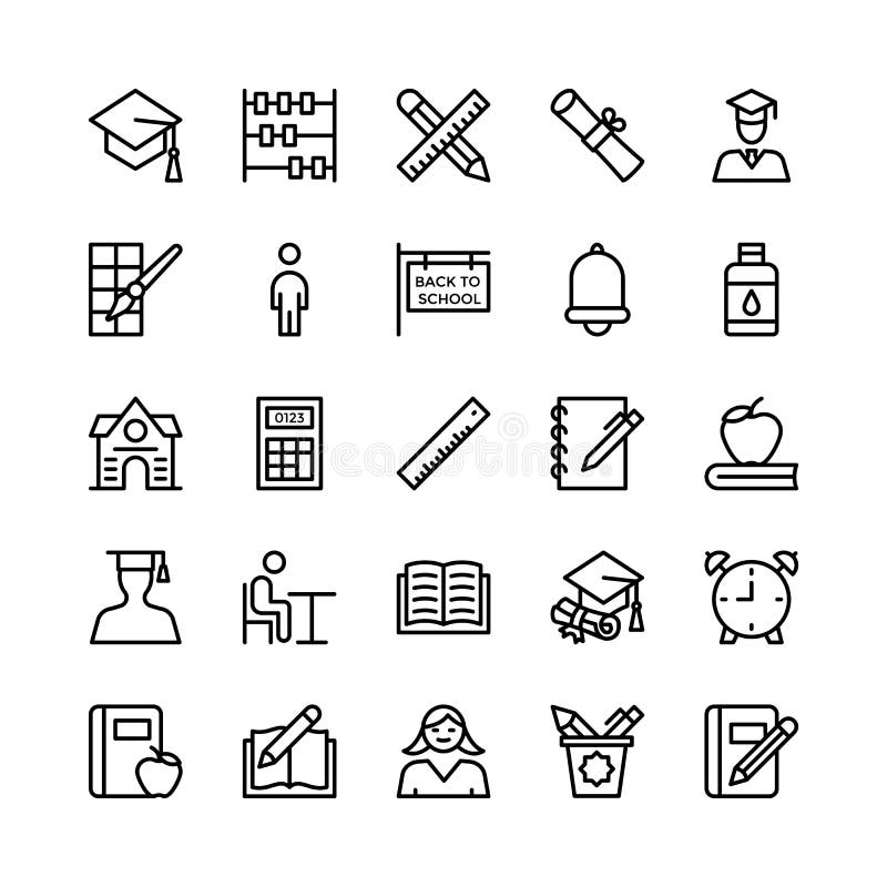 School and Education Line Vector Icons 1 Stock Illustration ...