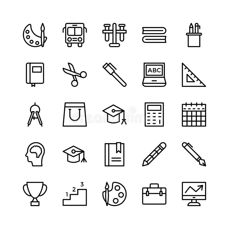School and Education Line Vector Icons 6 Stock Illustration ...