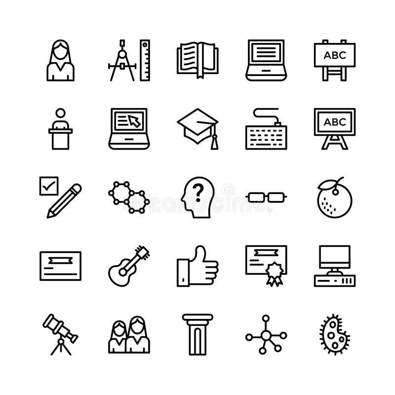School and Education Line Vector Icons 4 Stock Illustration ...